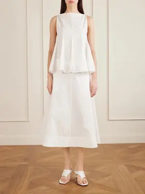 Khaite Marita Paneled Cotton-poplin Blouse - White