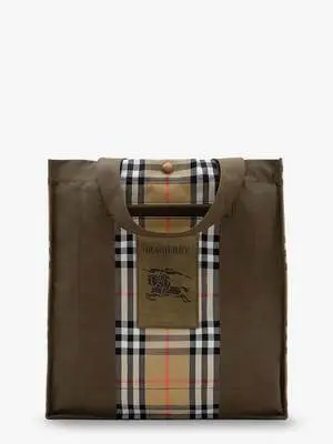 Burberry Tote Bag With Suede Logo Label - Brown