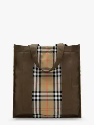 Burberry Tote Bag With Suede Logo Label - Brown