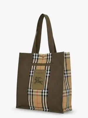Burberry Tote Bag With Suede Logo Label - Brown