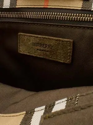 Burberry Tote Bag With Suede Logo Label - Brown