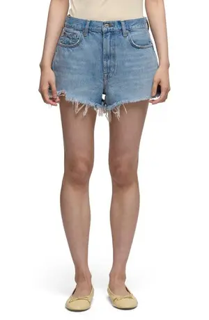 7 For All Mankind June High-waisted Denim Shorts