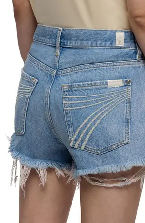 7 For All Mankind June High-waisted Denim Shorts