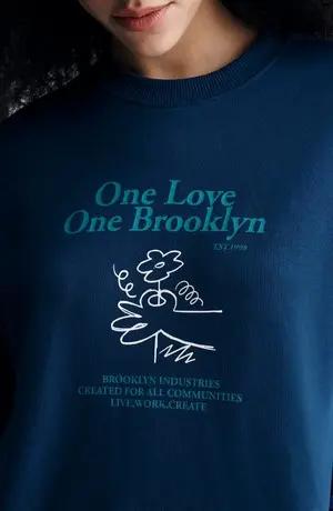 Brooklyn Industries Graphic Fleece Sweatshirt - Navy Peony