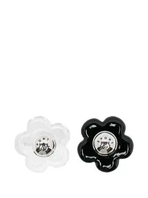 AGNES B. Flower Stud Earrings - Black