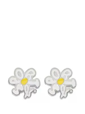 AGNES B. Flower Stud Earrings - Silver