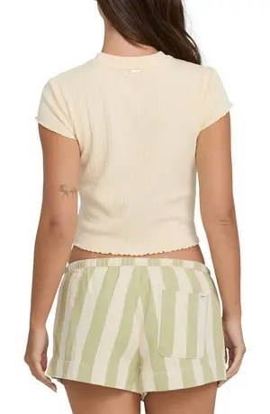 BILLABONG Rib Knit Crop T-shirt With Lettuce Edge