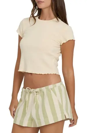 BILLABONG Rib Knit Crop T-shirt With Lettuce Edge