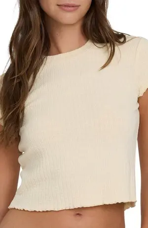 BILLABONG Rib Knit Crop T-shirt With Lettuce Edge