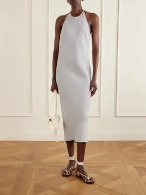 JAMES PERSE Linen Midi Halterneck Dress