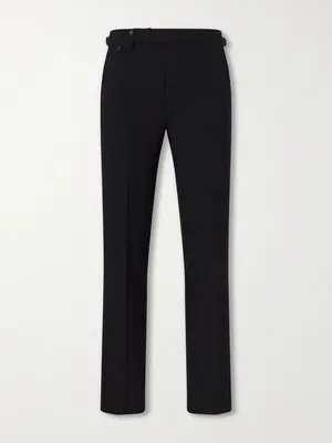 J. MUESER Waverly Straight-leg Wool Seersucker Suit Trousers