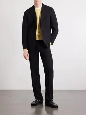 J. MUESER Waverly Straight-leg Wool Seersucker Suit Trousers