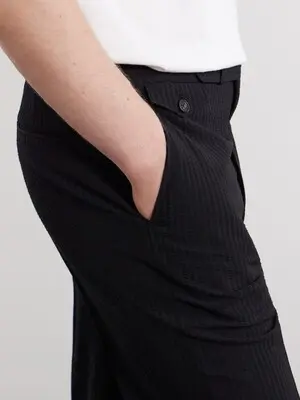J. MUESER Waverly Straight-leg Wool Seersucker Suit Trousers