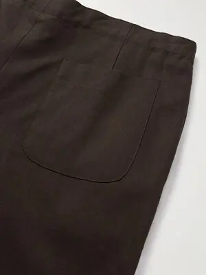 STOFFA Straight-leg Pleated Linen Drawstring Trousers