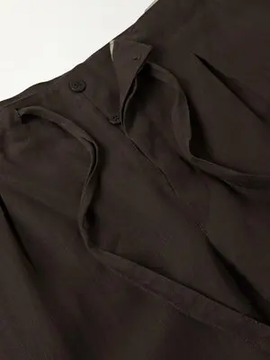STOFFA Straight-leg Pleated Linen Drawstring Trousers