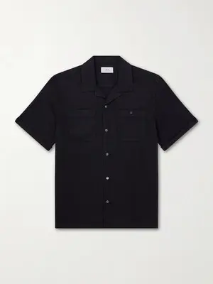 Mr P. Convertible-collar Garment-dyed Linen Shirt - Black