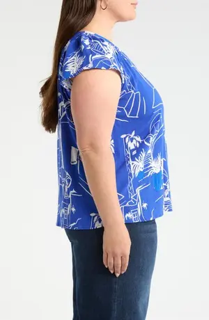 SUGARLIPS Town Print Smocked Top