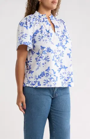 SUGARLIPS Leya Floral Split Neck Top