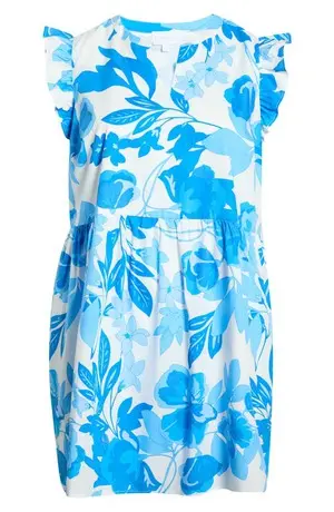 SUGARLIPS Floral Ruffle Mini Dress - Wht-blues-combo
