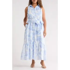SUGARLIPS Poly Leaf Cileah Ruffle Collar Maxi Dress