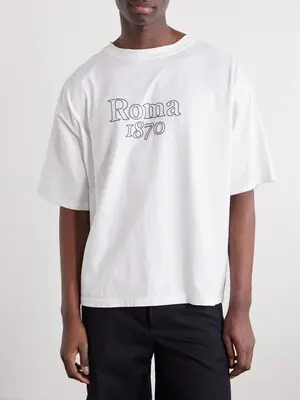 REMI RELIEF Roma 1870 Embroidered Cotton-jersey T-shirt