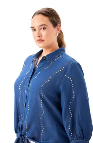 Karen Kane Gemstone Denim Shirt