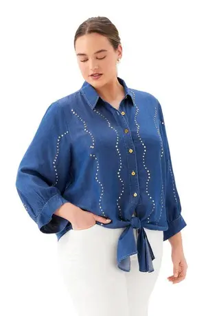 Karen Kane Gemstone Denim Shirt