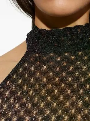 Missoni Lamé Viscose Halter Top With Spiderweb Motif