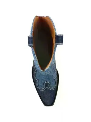GANNI Embroidered Denim Boots