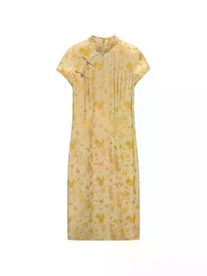 Shanghai Tang Qipao Midi Dress - Neutrals