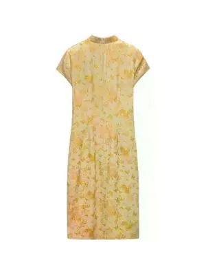 Shanghai Tang Qipao Midi Dress - Neutrals