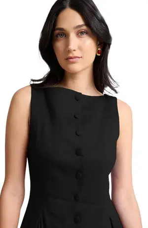 Onia Boatneck Button-front Dress - Black