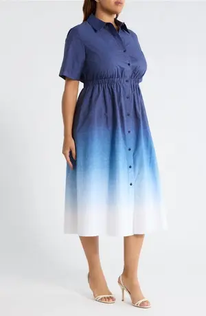 Anne Klein Gradient Cotton Shirtdress