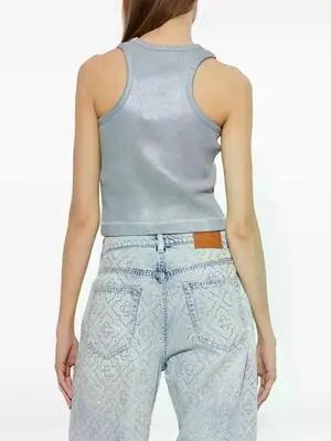 Casablanca Ribbed-knit Embroidered-logo Top - Blue