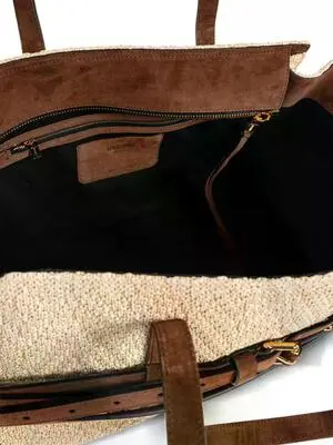 Moschino Woven Tote Bag With Belted Detail - Neutrals