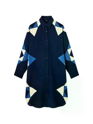 A.p.c. Patchwork Midi Dress - Blue