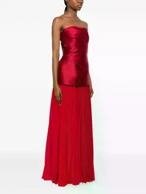 Solace London Claudette Strapless Pleated Gown