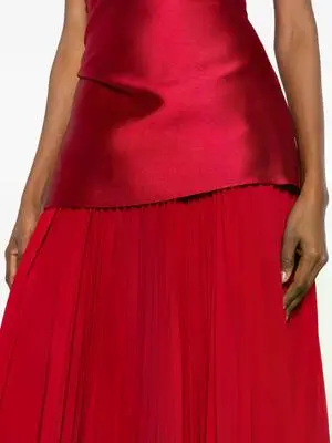 Solace London Claudette Strapless Pleated Gown