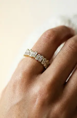 Argento Vivo Cubic Zirconia Baguette Band Ring