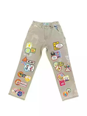 BETTER WITH AGE Carpenter Multi-patch Jeans - Neutrals