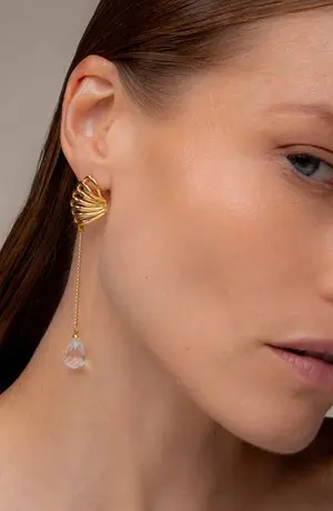 YOJ Travro Drop Stud Earring With Crystal Chain