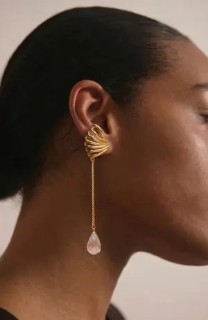 YOJ Travro Drop Stud Earring With Crystal Chain