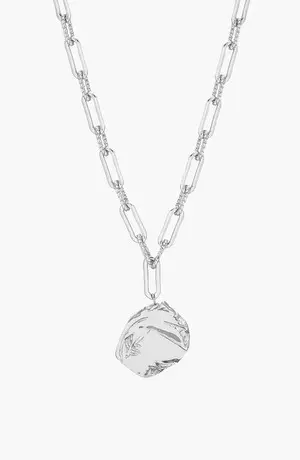 YOJ Molten Plate Pendant Necklace - Silver