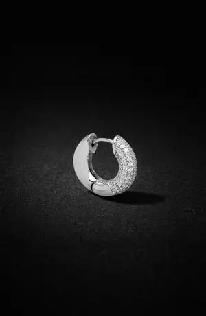 YOJ Pave Crystal Huggie Hoop Earring