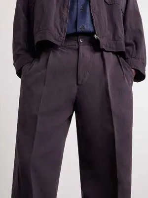 KAPTAIN SUNSHINE Straight-leg Cotton And Linen-blend Trousers