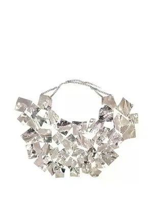Costume National Hammered-effect Square-link Necklace