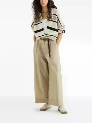 Brunello Cucinelli Techno Cotton Poplin Pleated Trousers - Neutrals