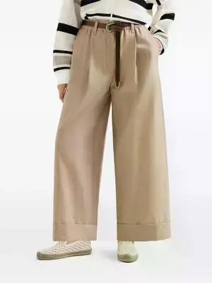 Brunello Cucinelli Techno Cotton Poplin Pleated Trousers - Neutrals