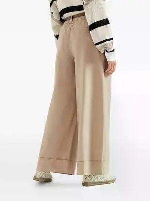 Brunello Cucinelli Techno Cotton Poplin Pleated Trousers - Neutrals