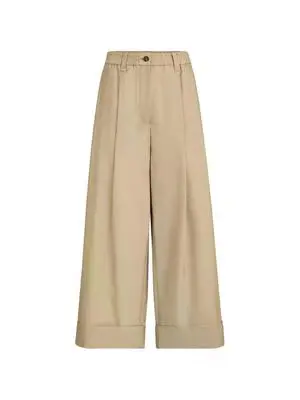 Brunello Cucinelli Techno Cotton Poplin Pleated Trousers - Neutrals